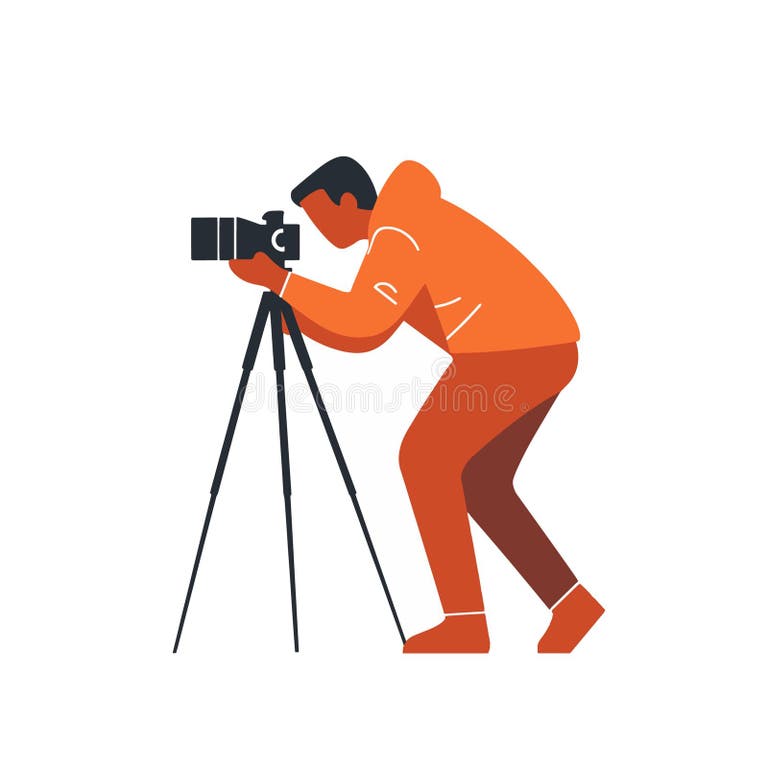 Simple Vector of Person Setting Up a Camera Tripod Stock Illustration ...