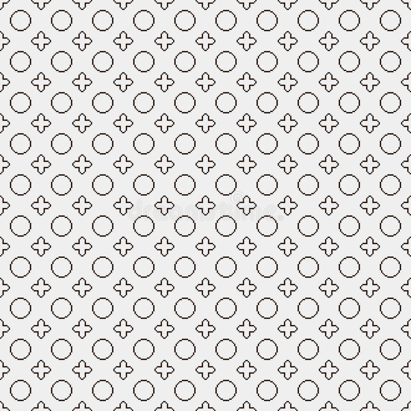 Vector Pixel Art Black and White Seamless Pattern of Minimalistic ...