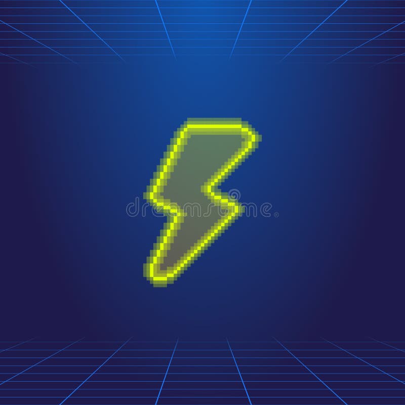 Simple Vector Pixel Art Illustration of Green Led Light Lightning Sign ...