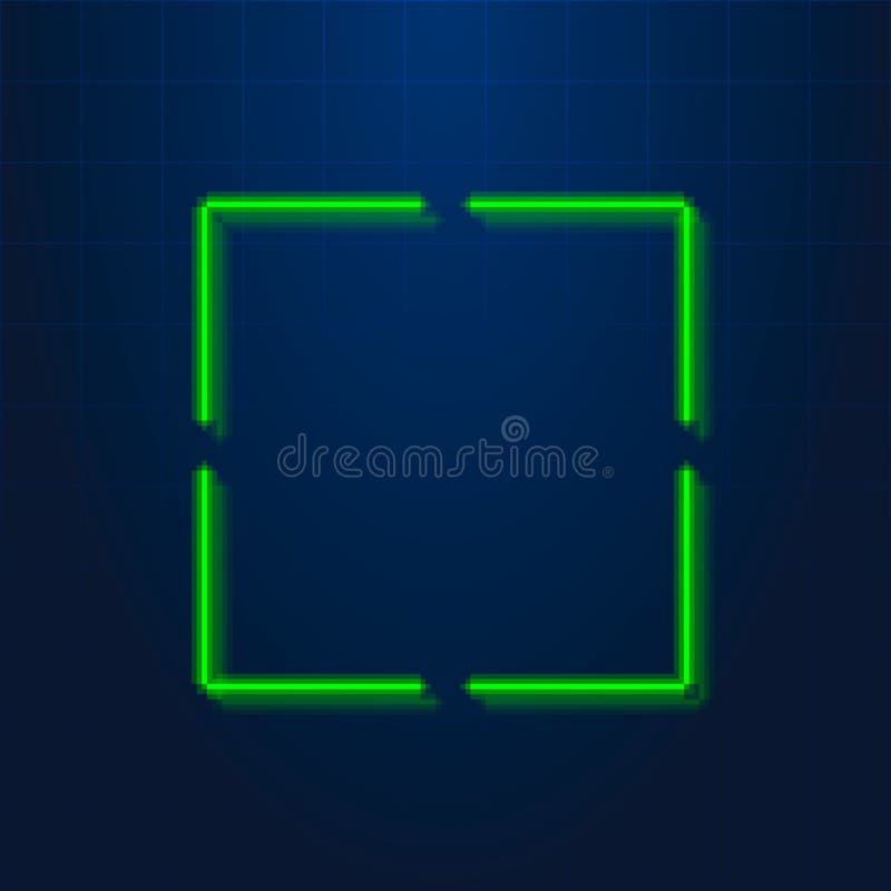 Simple Vector Pixel Art Illustration of Green Led Light Square Corners ...