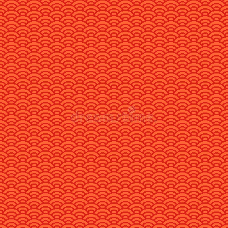 Vector Pixel Art Seamless Pattern of Minimalistic Red Scaly Japanese ...