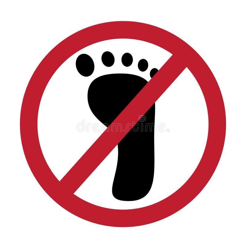 Simple Vector Prohibition Sign, Do Not Step or Barefoot Stock Vector ...
