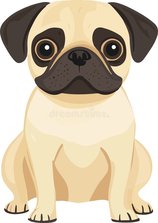 Simple vector Pug clipart stock vector. Illustration of kids - 350478107