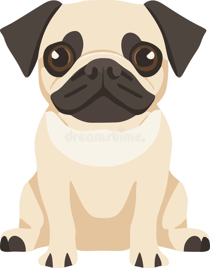 Simple vector pug clipart stock vector. Illustration of transparent ...