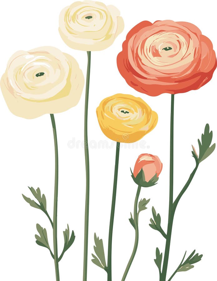 Simple Vector Ranunculus Clipart Stock Vector - Illustration of basic ...