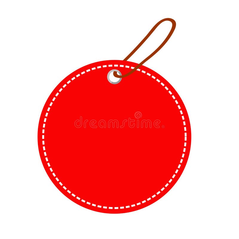 Simple Vector Red Circle Blank Tag, White Dash Outline Stock Vector ...