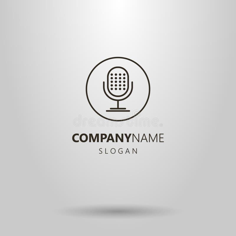 Simple Vector Retro Style Microphone Logo in the Round Frame Stock ...