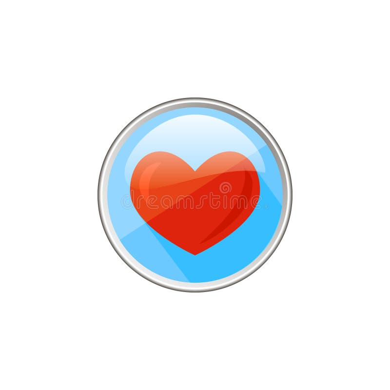 Simple Vector Round Glass Icon of Red Heart Stock Illustration ...