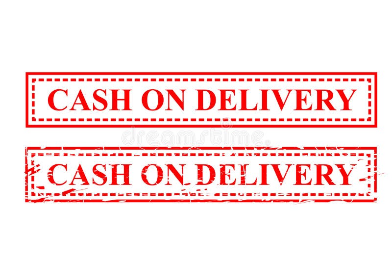 Set 2, Simple Vector Rusty Red Rectangle Rubber Stamp, Cash on Delivery ...