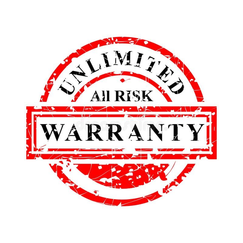 Simple Vector Scratch Red Rubber Stamp, Unlimited All Risk Warranty ...
