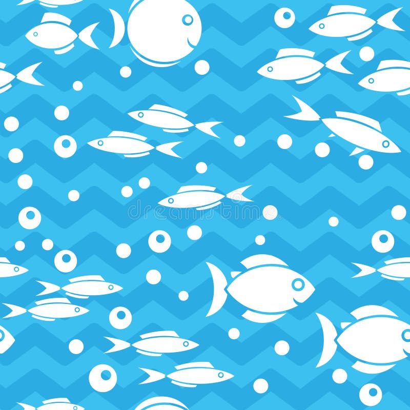 Simple Vector Seamless Fill with Fish on a Blue Background. Stock ...