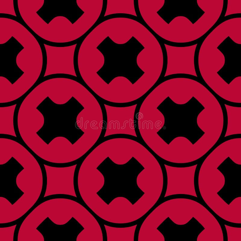 Simple Vector Seamless Pattern with Big Crosses, Circles. Black and Red ...