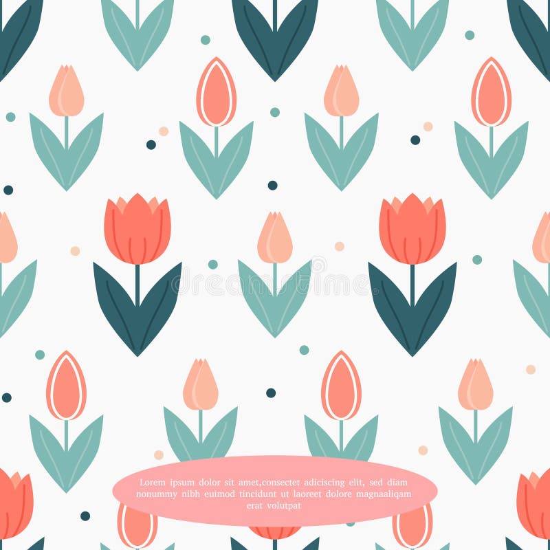 Simple Vector Seamless Pattern with Different Tulips. Flat Design Style ...