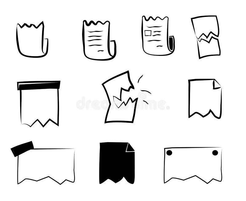 Simple Vector 10 Set Blank Vector Hand Draw Sketch Blank Torn Note with ...