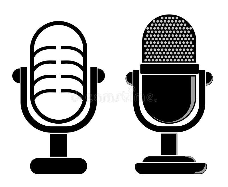 Simple Vector Set 2 Classic Microphone, Isolated on White Stock Vector ...