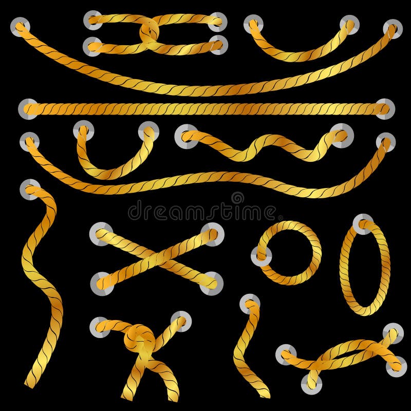 Simple Vector Set Different Style Golden Gold Rope Out from Hole Stock ...