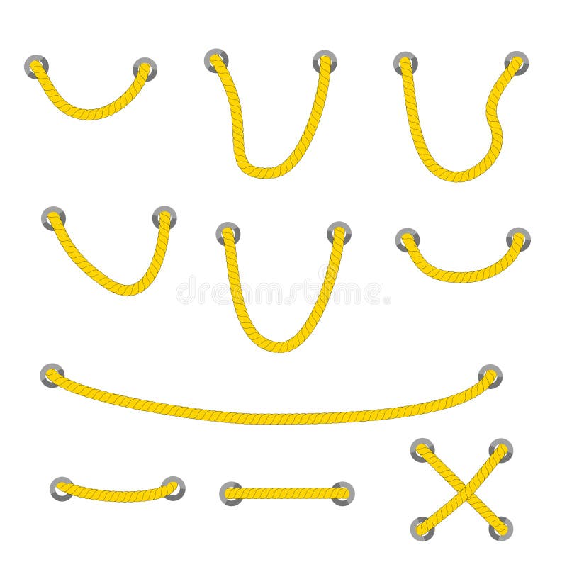 Simple Vector Set Different Style Orange Rope Out from Hole, Isolated ...