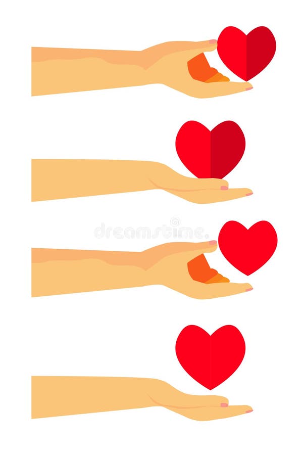 Simple Vector Set 4 Hand Give a Love, Isolated on White Stock Vector ...