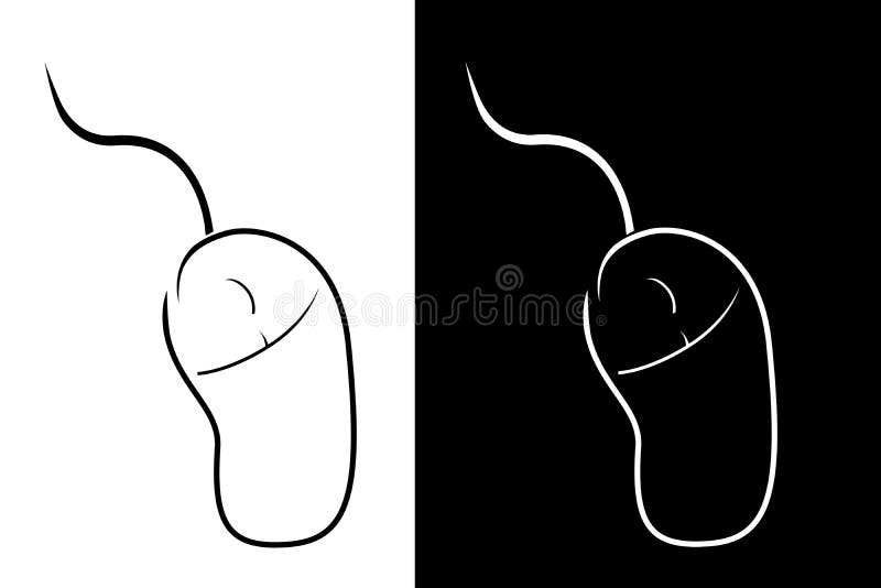 Simple Vector Set 2 Outline Wired Computer Mouse, White and Black Stock ...
