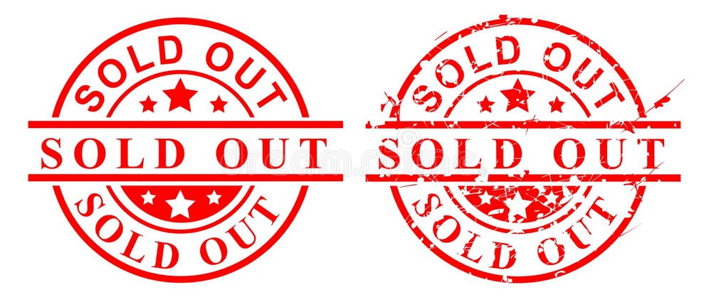 Simple Vector Set 2 Red Rust Circle Rubber Stamp, Sold Out Isolated on ...