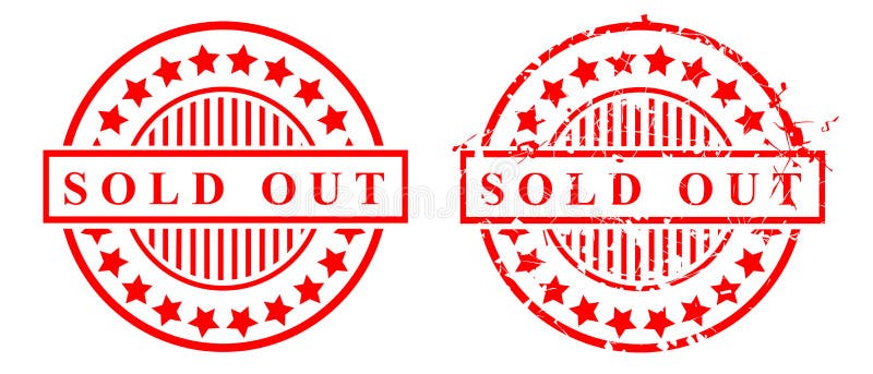 Simple Vector Set 2 Red Rust Circle Rubber Stamp, Sold Out Isolated on ...