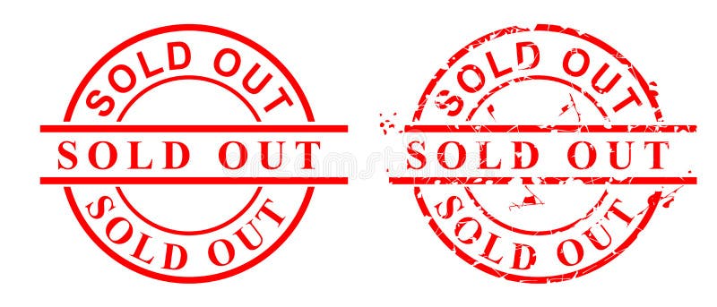 Simple Vector Set 2 Red Rust Circle Rubber Stamp, Sold Out Isolated on ...