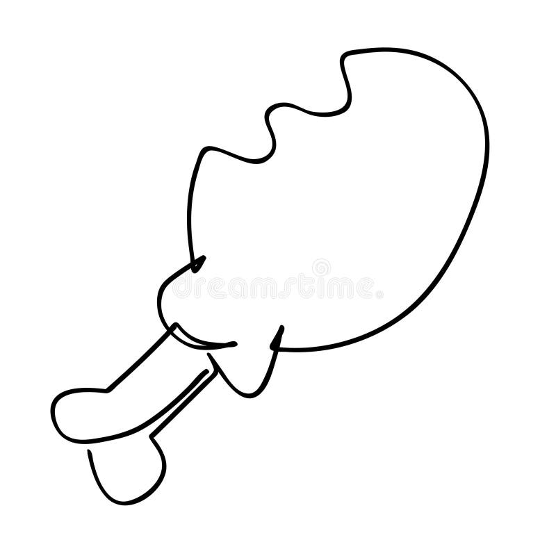 Simple Vector Sketch Chicken Leg, Line Art, Outline, Continous Stock ...