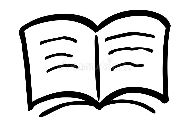 Simple Vector Sketch Doodle Open Book, Isolated on White Stock Vector ...