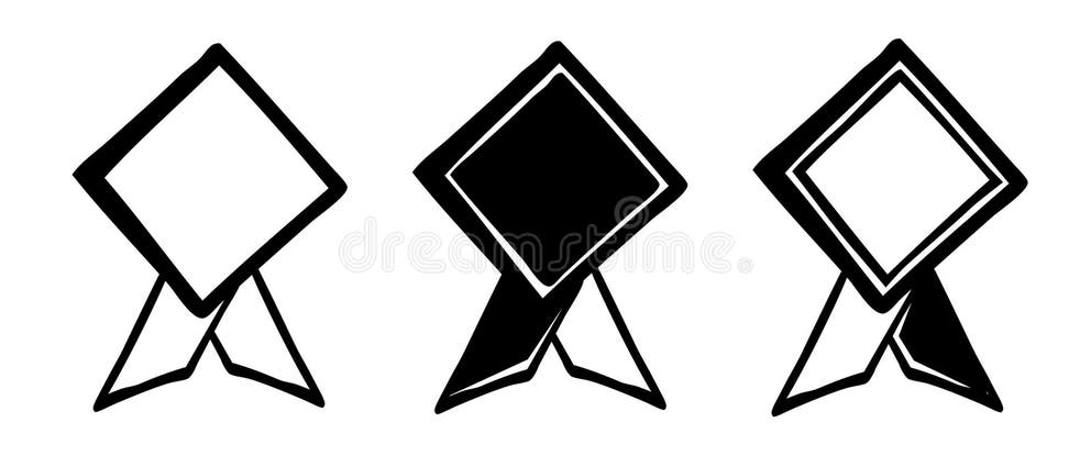 Simple Vector Square Badge Doodle Hand Draw Sketch, Set 3 Stock Vector ...
