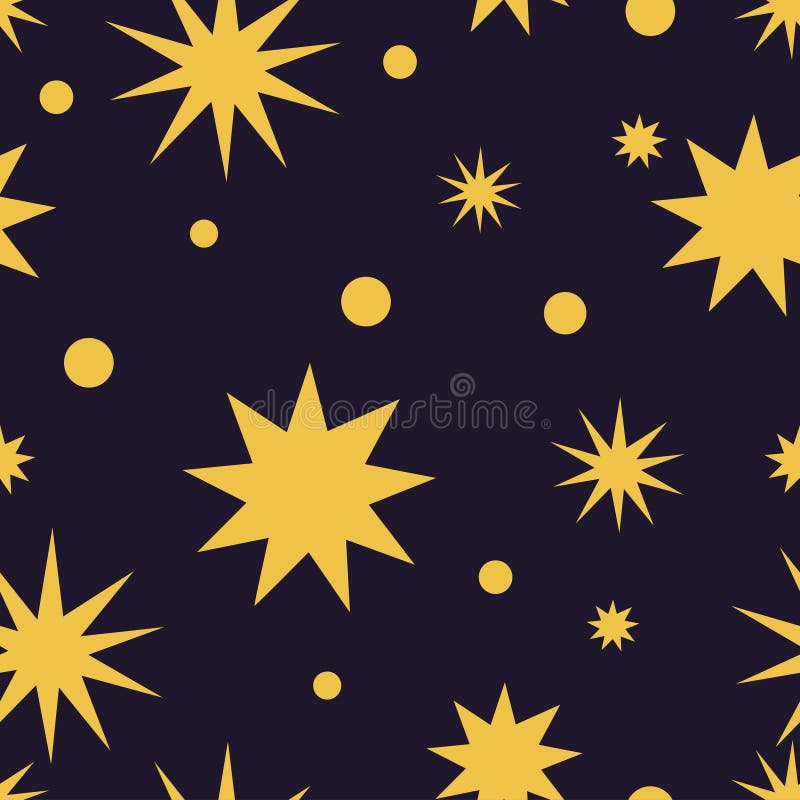 Simple Vector Stars. Seamless Pattern on a Dark Stock Vector ...
