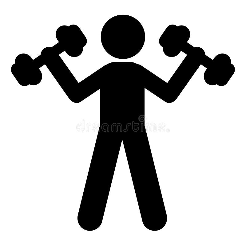Simple Vector Stick Man Workout Using Dumbbell, Isolated on White Stock ...