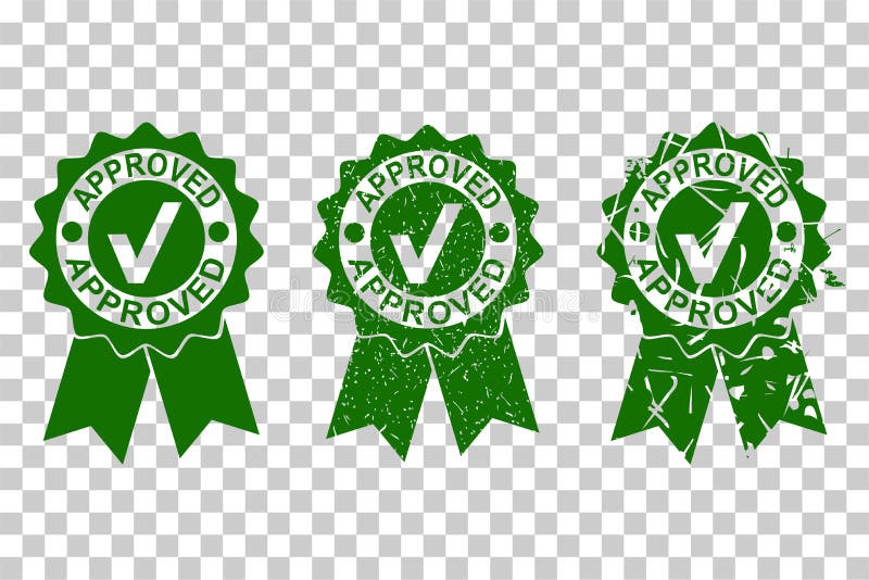 Simple Vector 3 Style Green Rubber Stamp, Approved, At Transparent ...