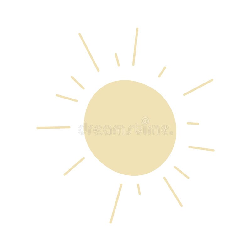 Simple Vector Sun Drawing in Flat Style for Icons and Summer Graphic ...