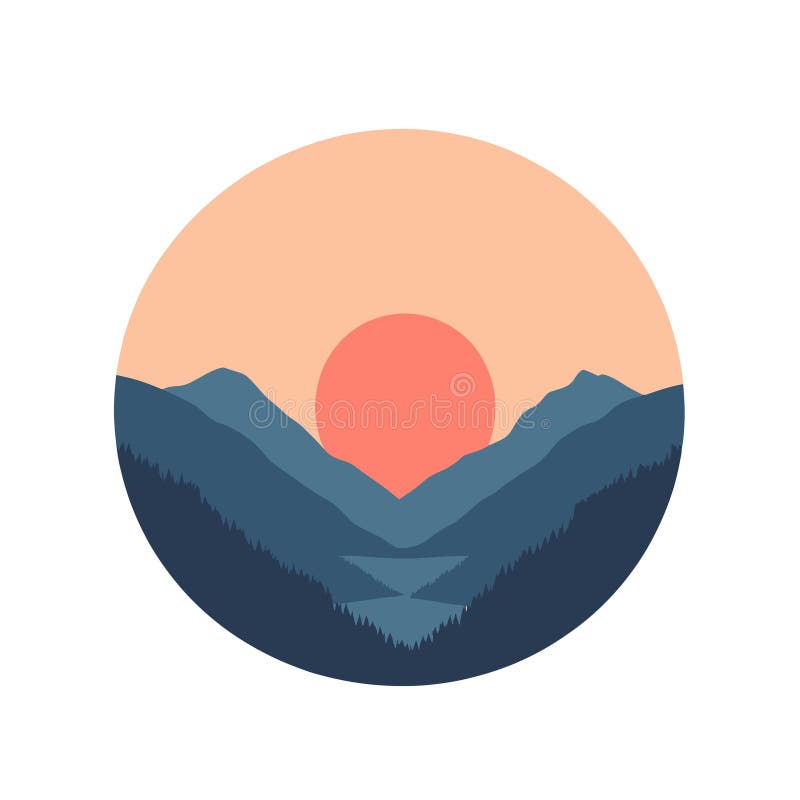Simple Vector of Sunrise Over a Misty Valley Stock Illustration ...