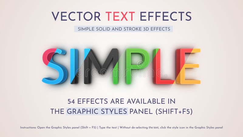 54 Simple Vector Text Effects Stock Vector - Illustration of stylish ...