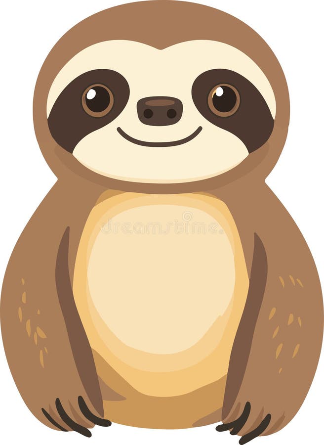 Simple Vector Three-toed Sloth Clipart Stock Vector - Illustration of ...