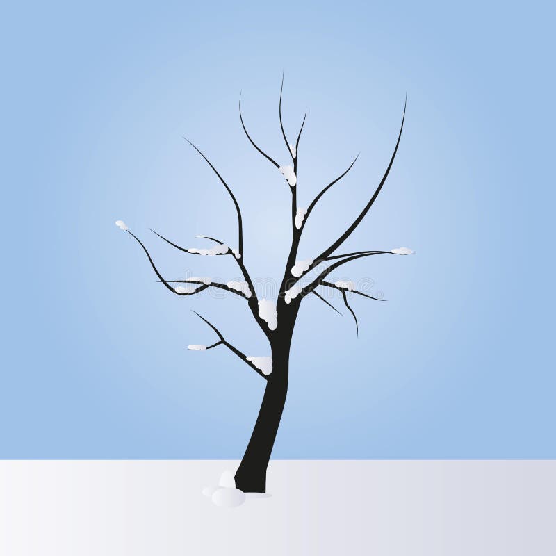 Simple Vector Tree in Winter Stock Vector - Illustration of modern ...