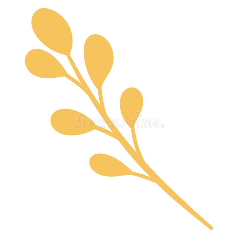 Simple Vector Twig with Leaves for Web Design, in Flat Vector Style ...