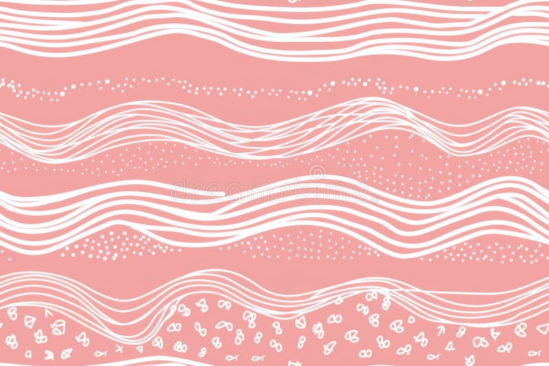 Simple Vector White Lines Doodle Pattern, Pink Background, Cute Style ...