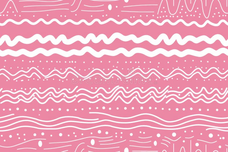 Simple Vector White Lines Doodle Pattern, Pink Background, Cute Style ...