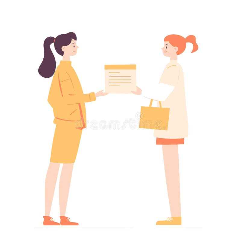 Simple Vector of Woman Handing Over a Paper with a Question To Someone ...