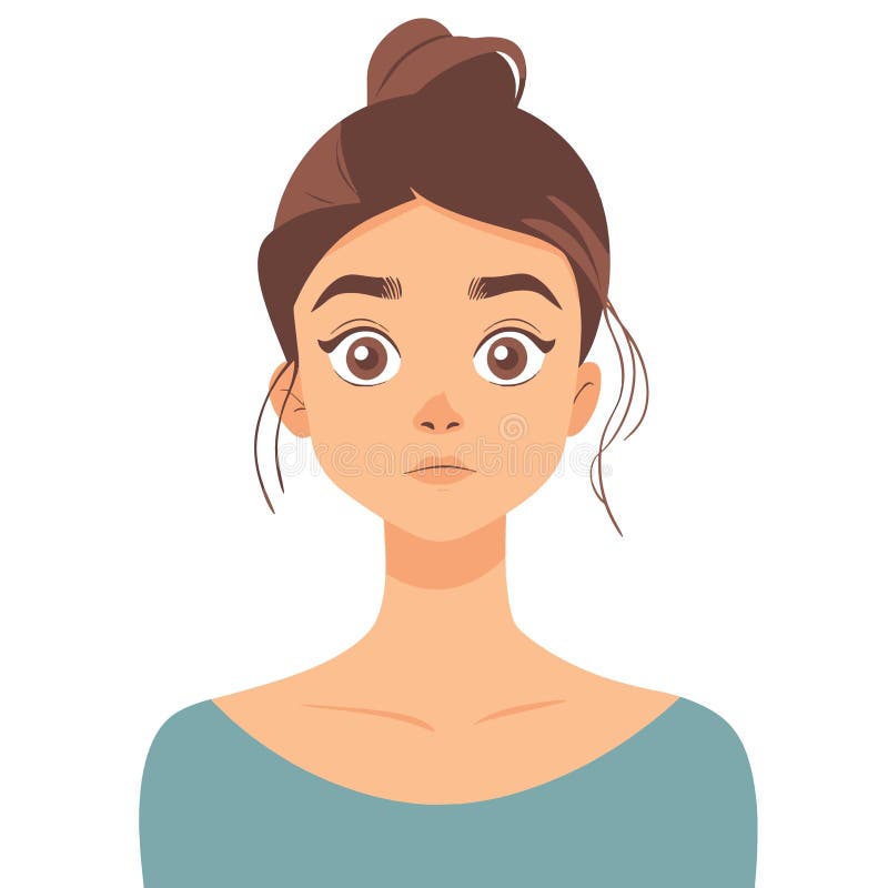 Simple Vector of Woman Raising an Eyebrow Curious Expression Stock ...