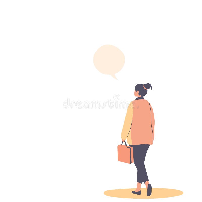 Simple Vector of Woman Walking with a Briefcase Pondering a Question ...
