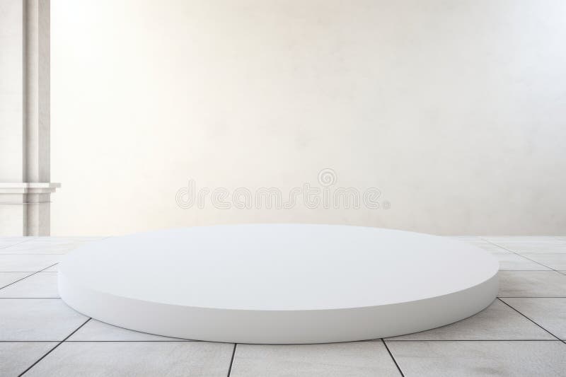 Simple and Versatile Image of a White Round Table on a Tiled Floor ...
