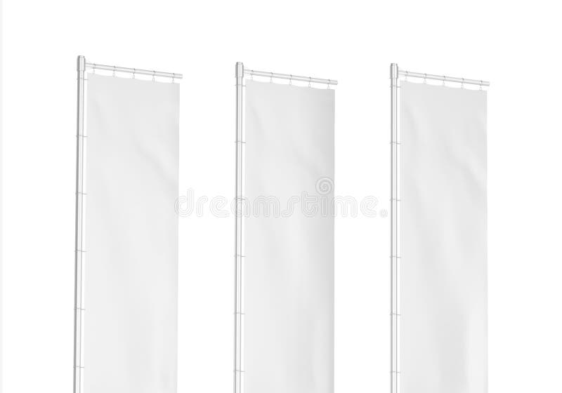 Simple Vertical Banners with Plain White Fabric and Metal Poles for ...