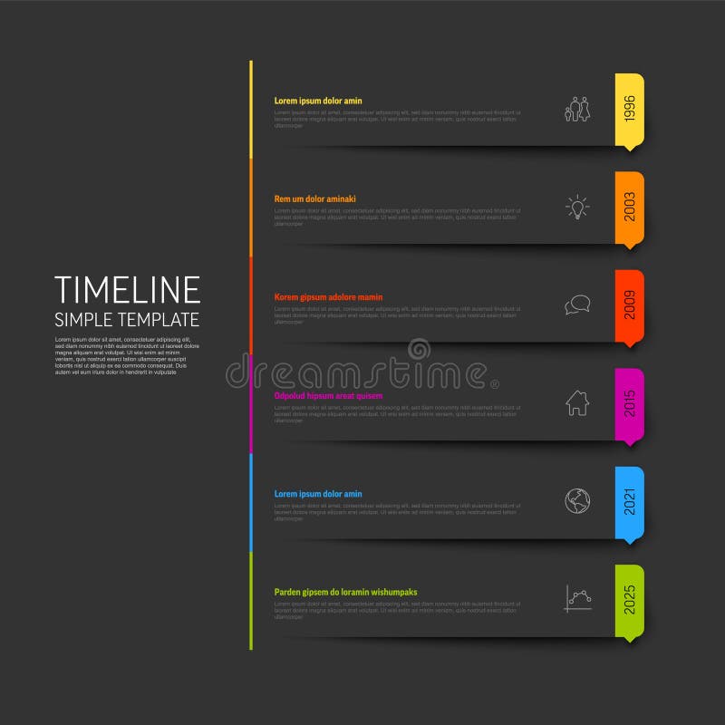 Simple Vertical Infographic Timeline Template Made from Dark Gray Paper ... Simple Vertical Infographic Timeline Template Made from Dark Gray Paper ...