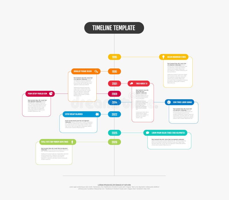 Simple Vertical Light Timeline Template with Thick Color Blocks and ...