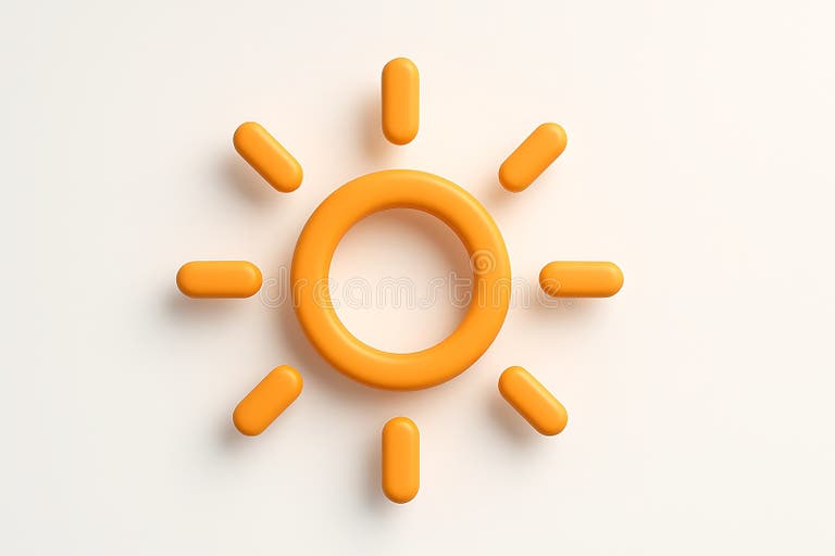 A Simple and Vibrant 3D Sun Icon with a Circular Core and Rectangular ...