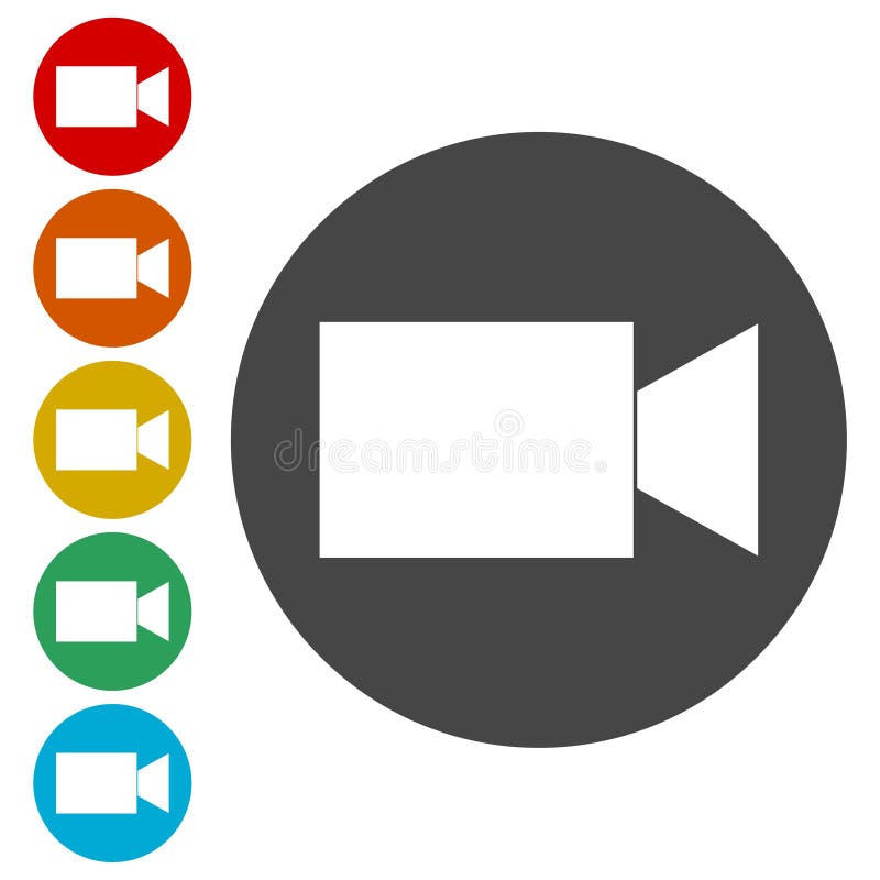 Simple Video Camera Icon Vector Stock Vector - Illustration of round ...