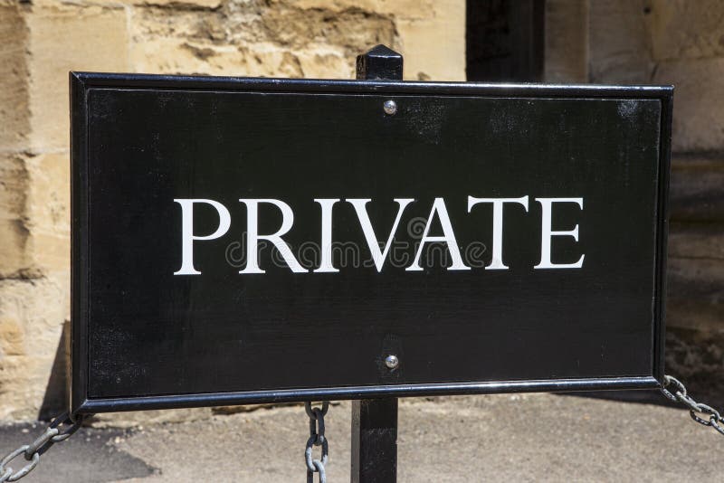 A Simple View of a Private Sign Stock Image - Image of legal, note ...